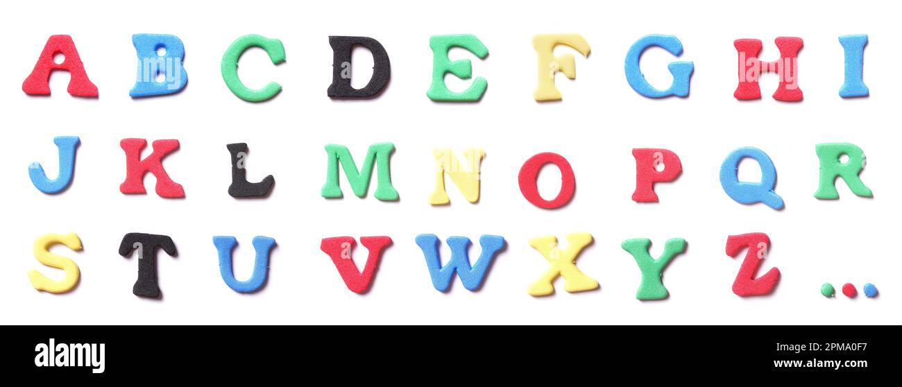 colorful foam rubber letters alphabet complete set Stock Photo - Alamy