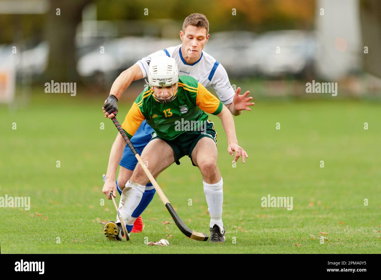 Marine Harvest Scotland v Ireland shinty hurling international, played ...