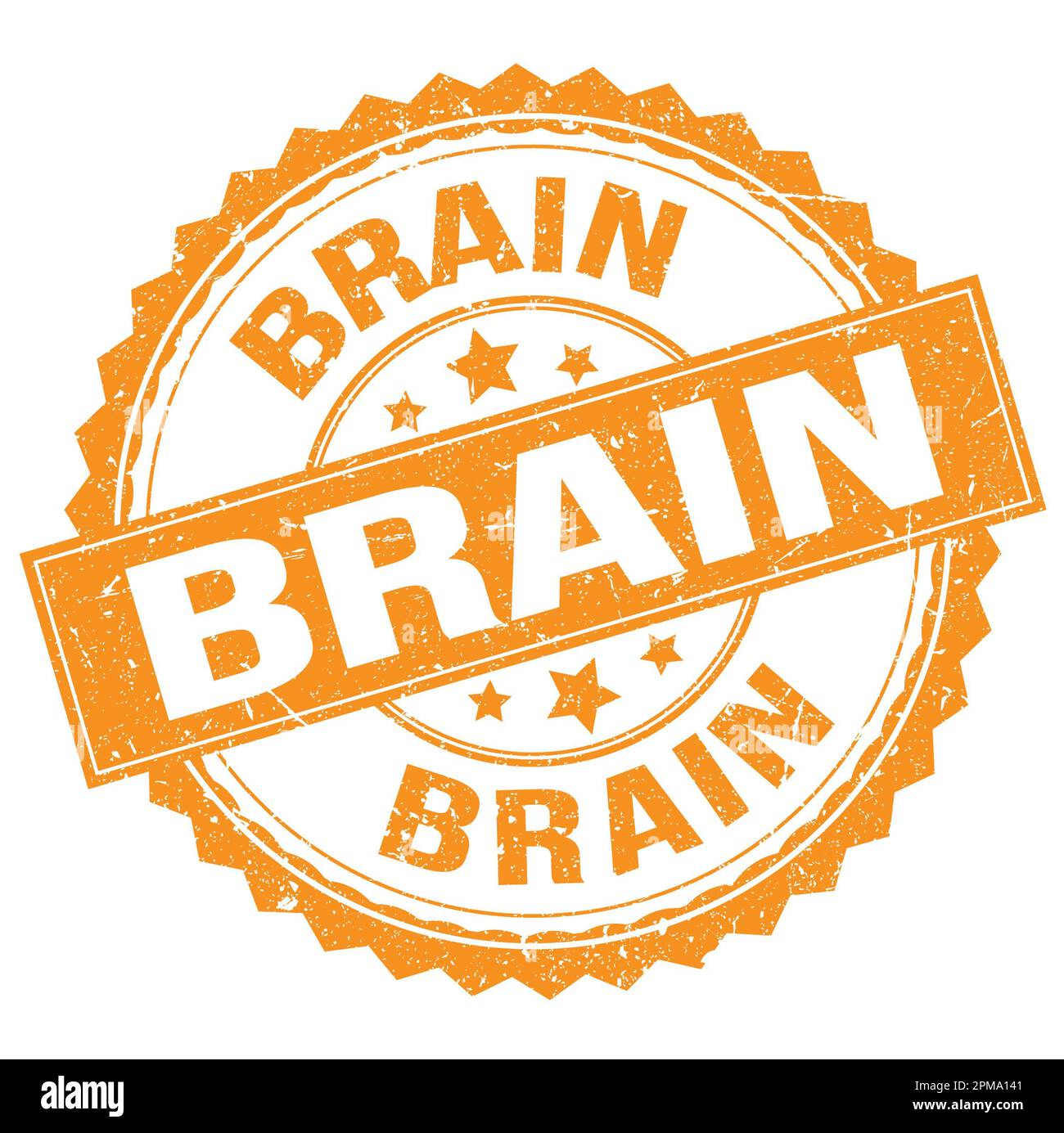 BRAIN text written on orange round stamp sign Stock Photo - Alamy
