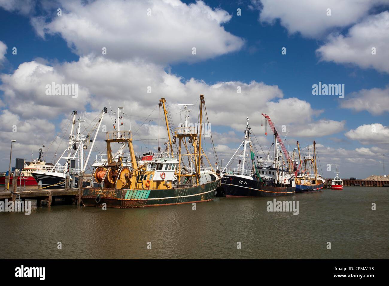 Fishing vessels in the fishing harbour of Roemoe, Jutland, Roemoe ...