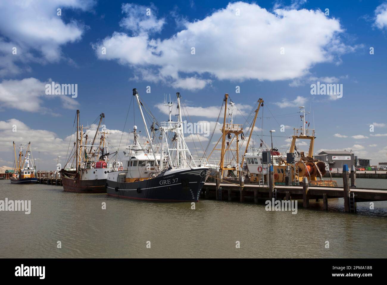 Fishing vessels in the fishing port of Roemoe, Jutland, Roemoe, Denmark ...