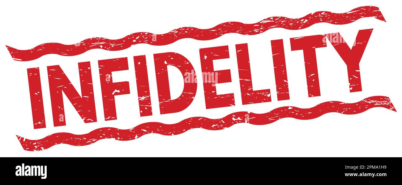 INFIDELITY text written on red lines stamp sign Stock Photo - Alamy