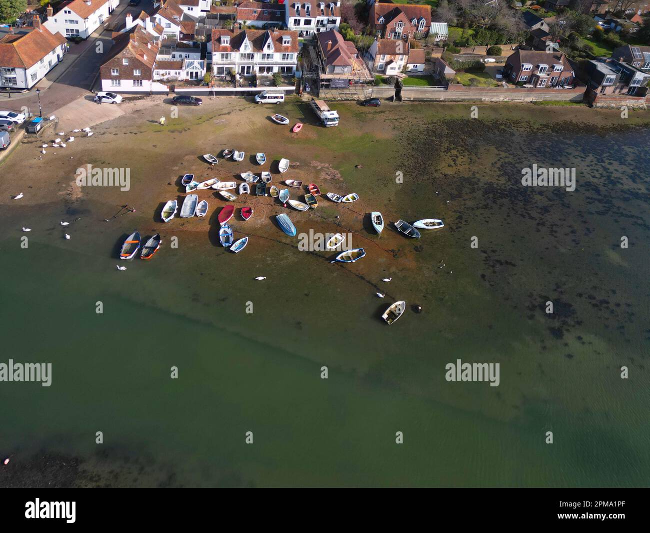 aerial view of boats on the beach at emsworth harbour hampshire Stock ...