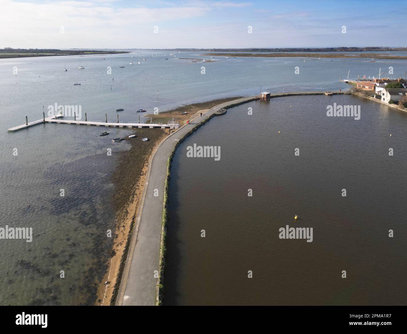 aerial view of the mill pond and promenade at emsworth on the hampshire ...