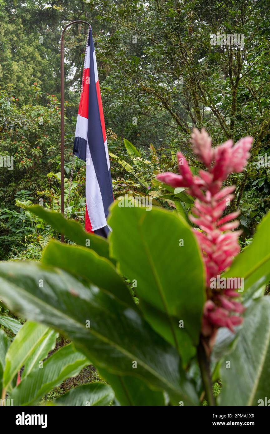 La Fortuna, Costa Rica - A Costa Rican flag hangs at the entrance to ...