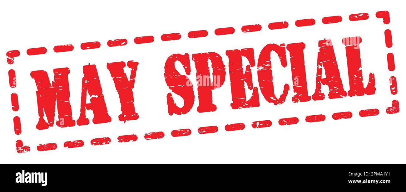 MAY SPECIAL text written on red dash stamp sign Stock Photo - Alamy