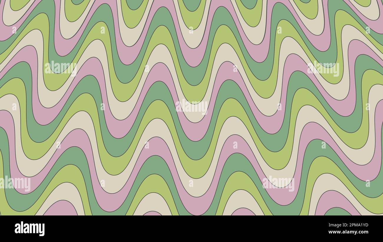 Groovy psychedelic wavy background in 70s style. Funky hippie backdrop ...