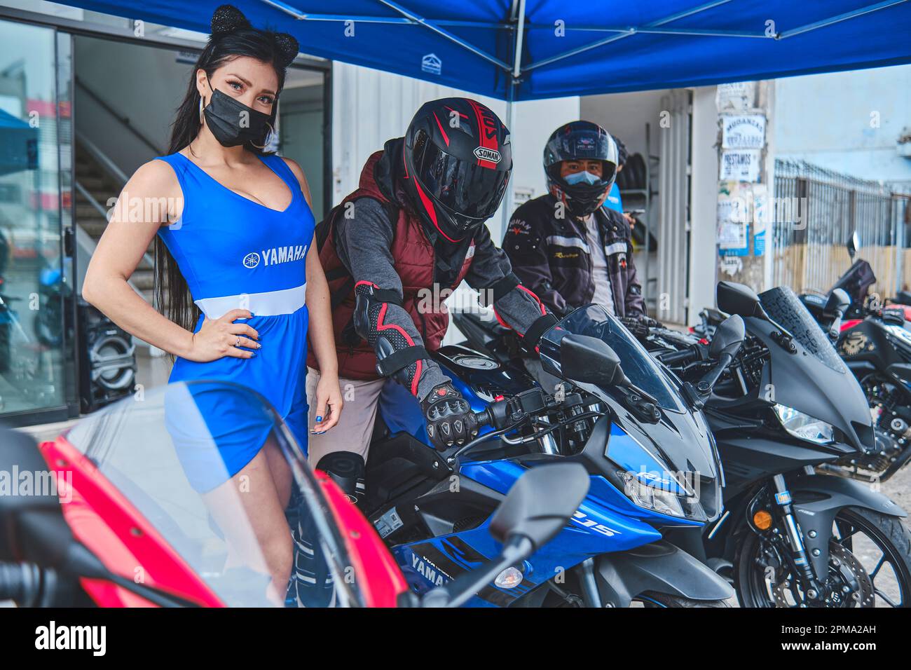 Lima, Peru. 2023. Yamaha test ride, and motorcycle driving instruction ...