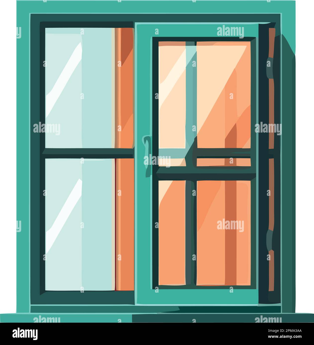 Modern window design with glass reflection and wood frame Stock Vector ...