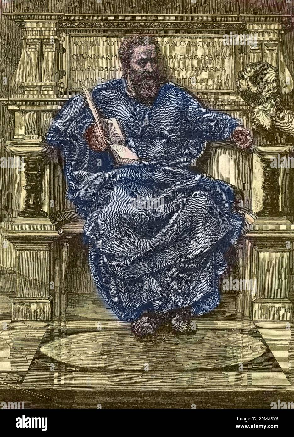 Portrait de Michelangelo Buonarroti dit Michel-Ange (Michelange ou ...