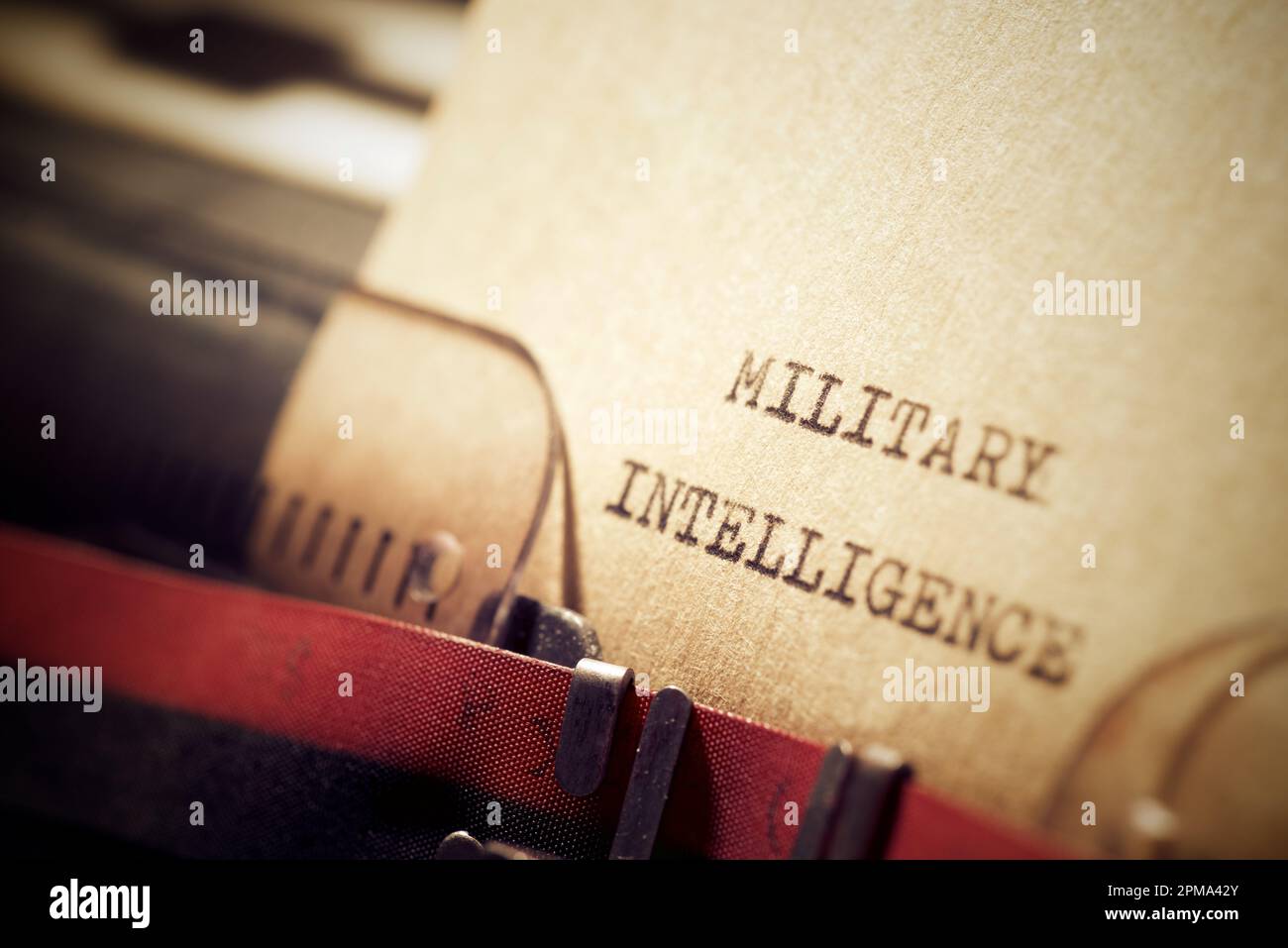 Military Intelligence text written with a typewriter Stock Photo - Alamy