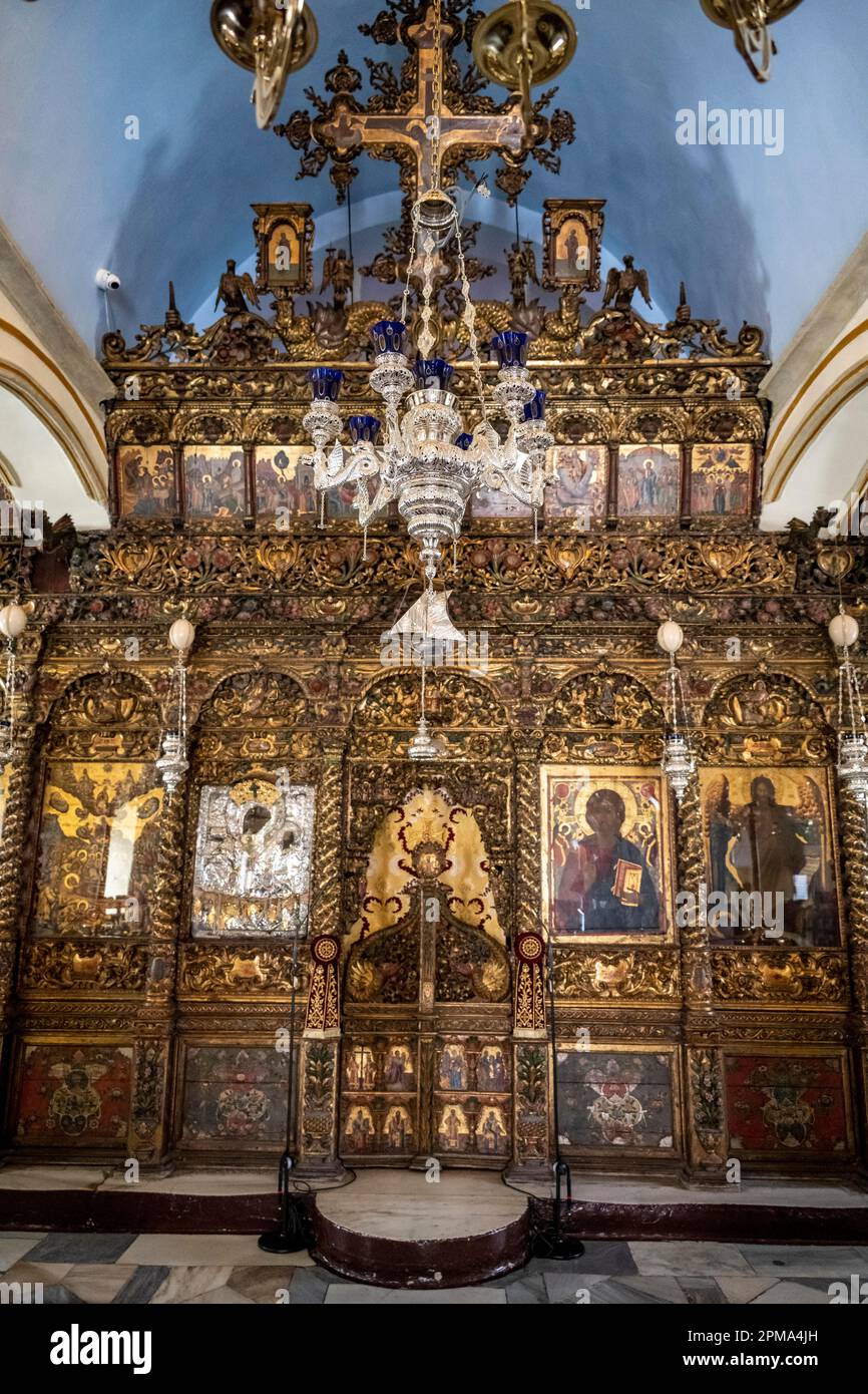 Interior, gilded altar, Cycladic Greek Orthodox Church, Panagia ...