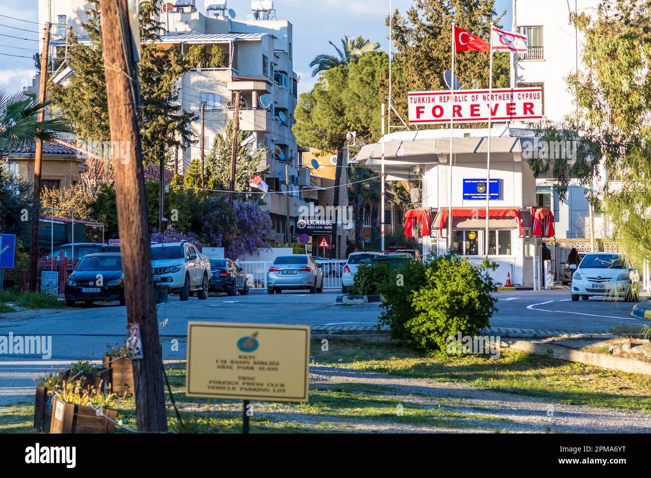 Ledra Palace border crossing, Nicosia. View from the buffer zone to the ...