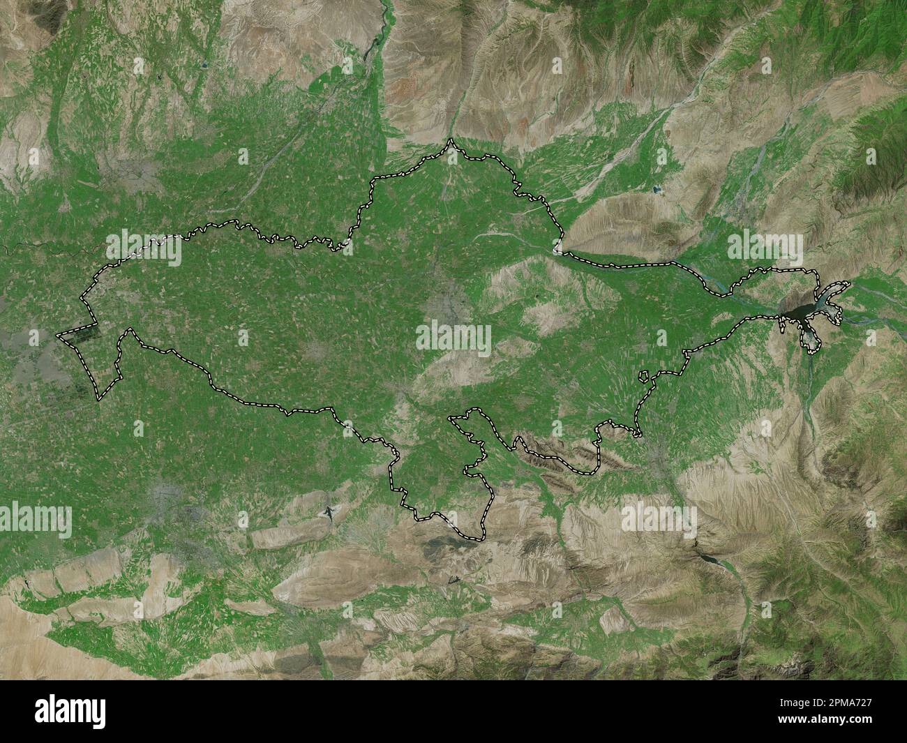 Andijon, region of Uzbekistan. High resolution satellite map Stock ...