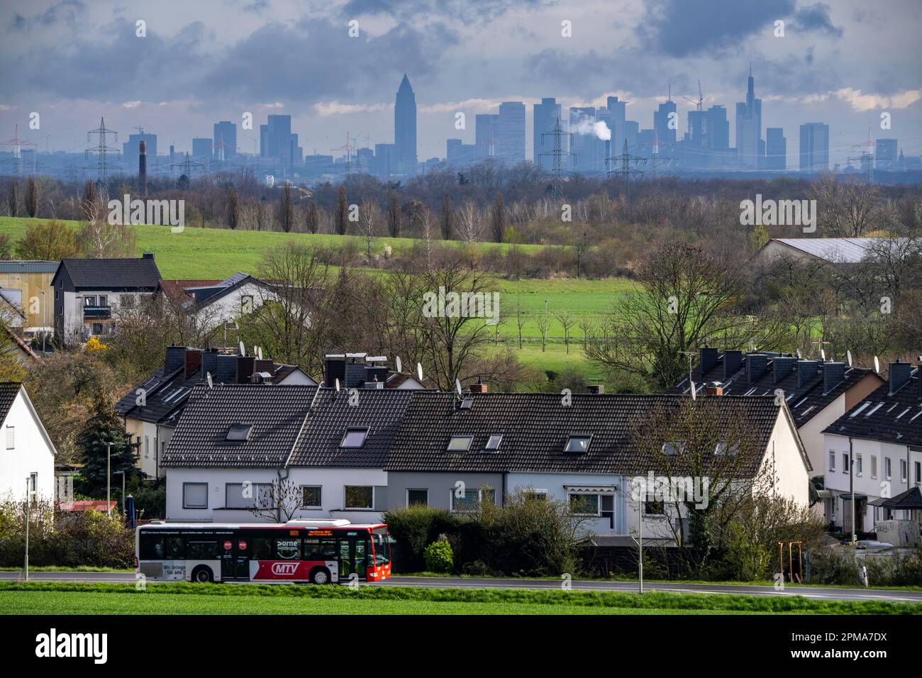 View from the village of Weilbach, a district of Flörsheim am Main in the Main-Taunus district ...