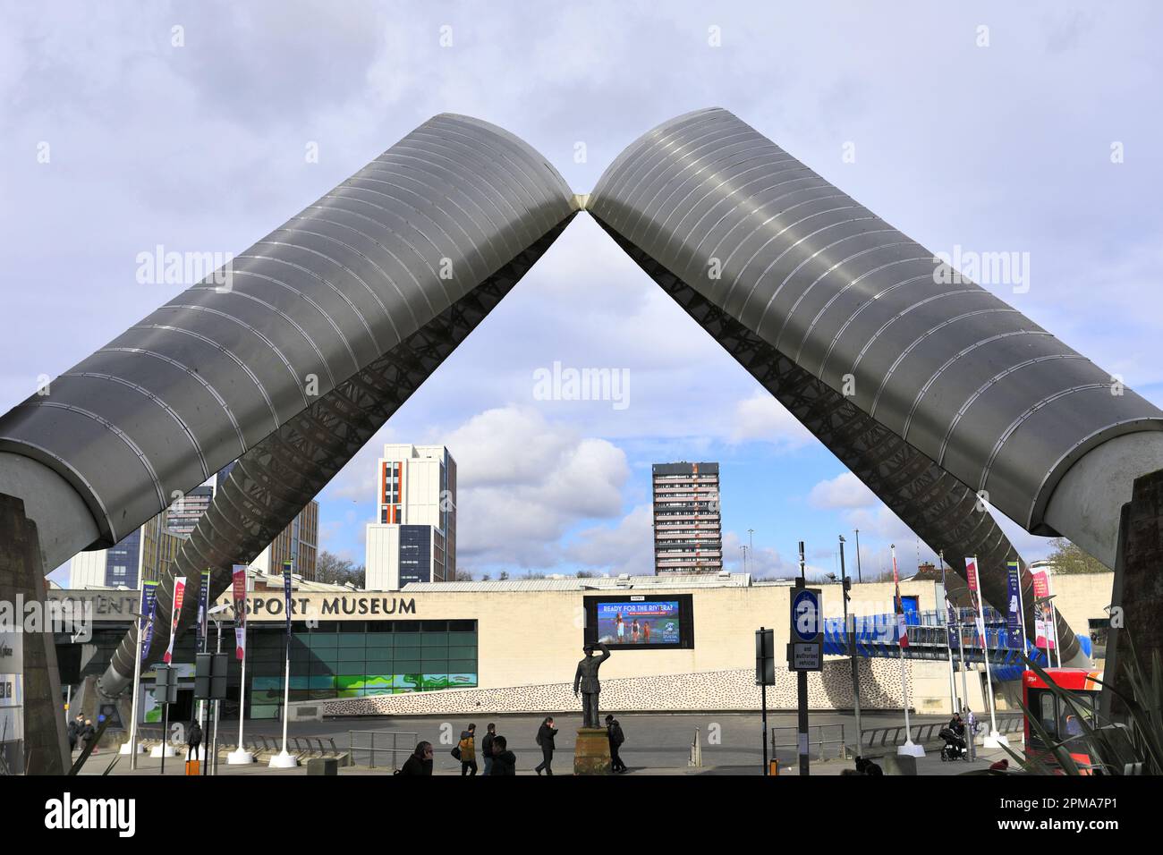 The Whittle Arch sculpture, Millennium square, Coventry City, West ...