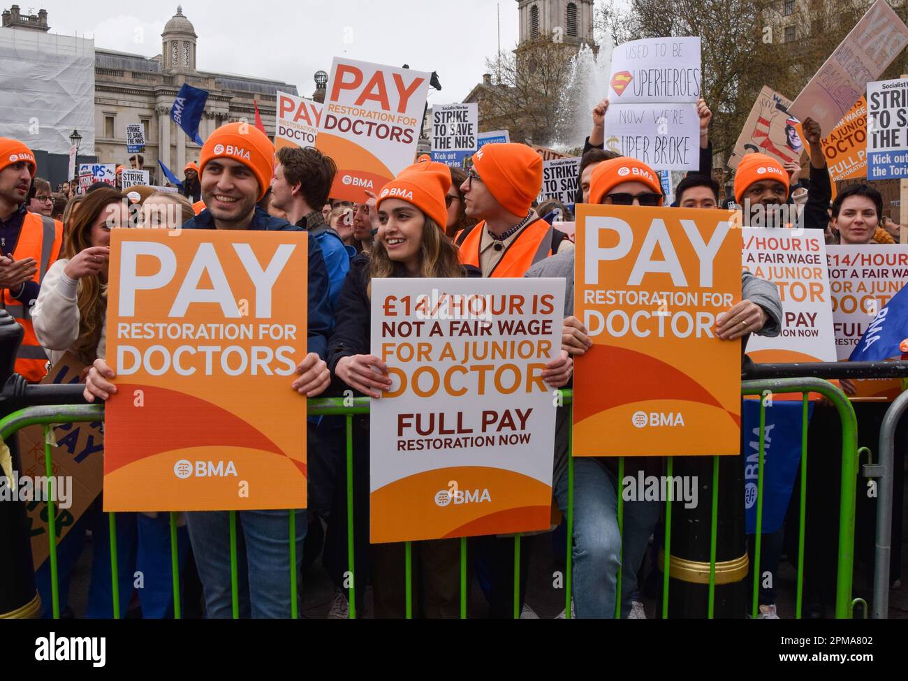 London, UK. 11th April 2023. Thousands of junior doctors staged a ...