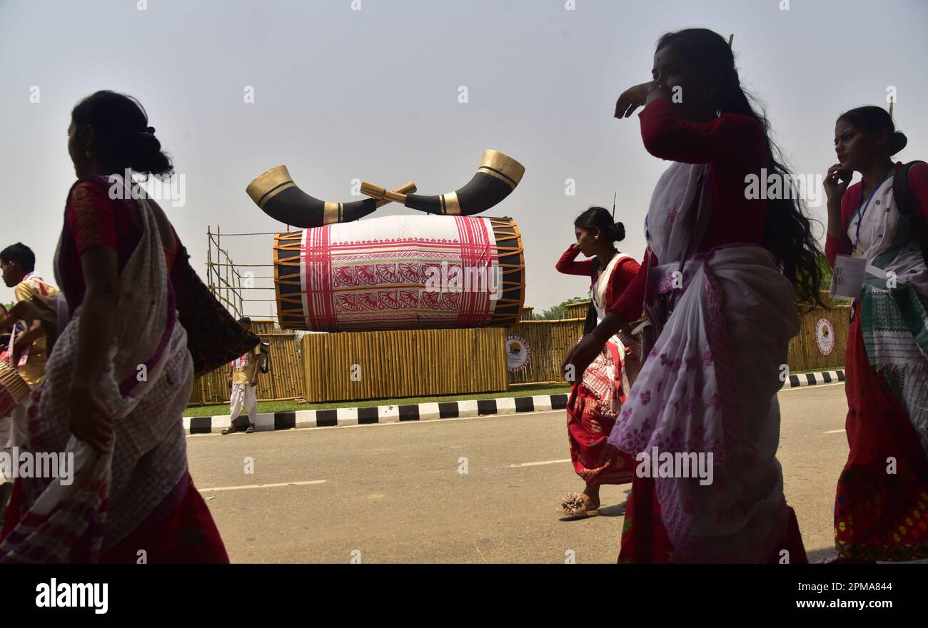Guwahati, Guwahati, India. 11th Apr, 2023. Bihu dhulia walk near by the ...