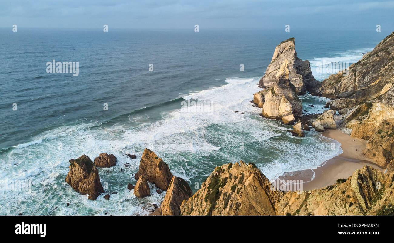 Aerial view of Cabo da Roca, the westernmost point of the European ...
