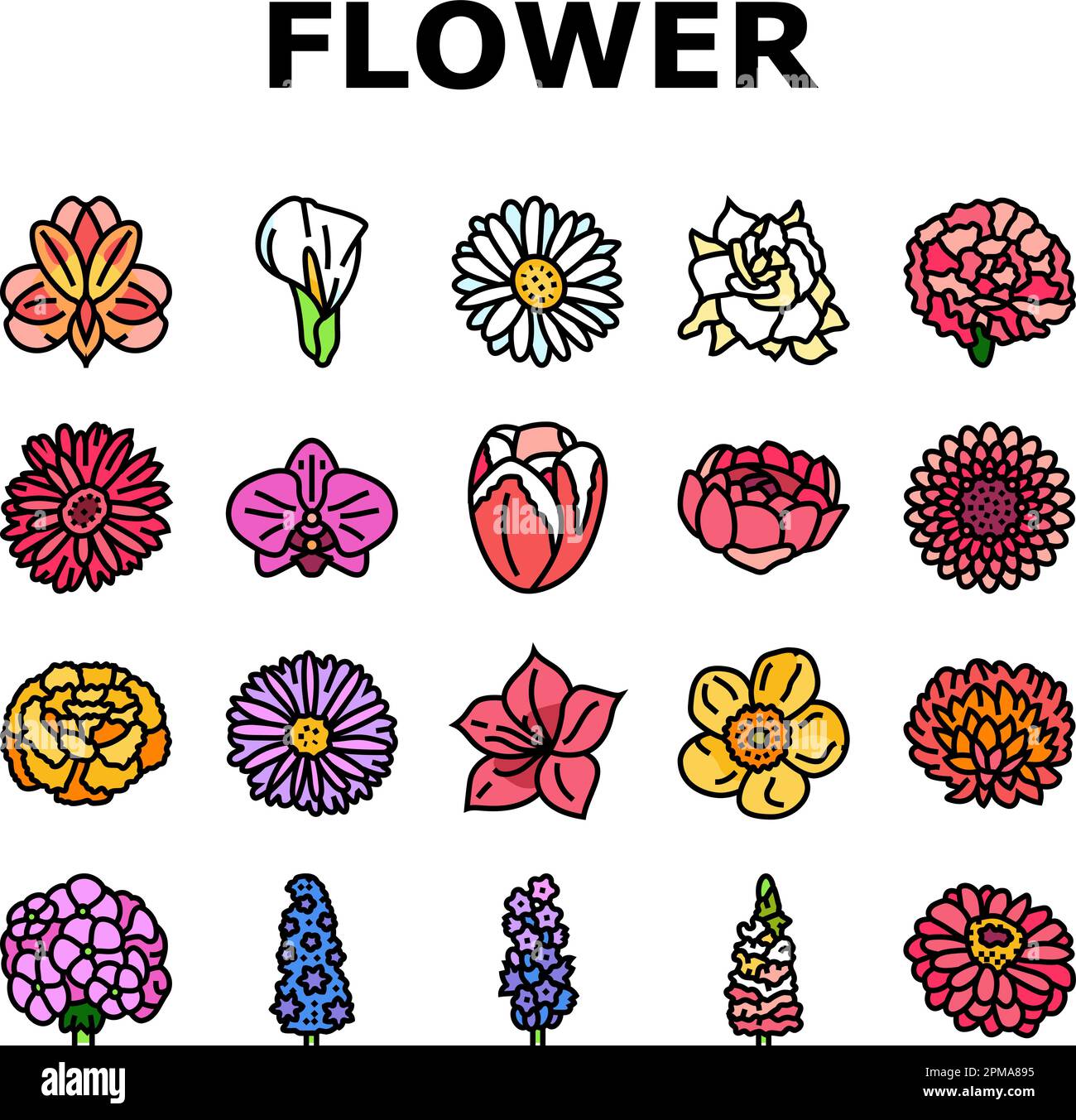 flower spring floral blossom icons set vector Stock Vector Image & Art ...