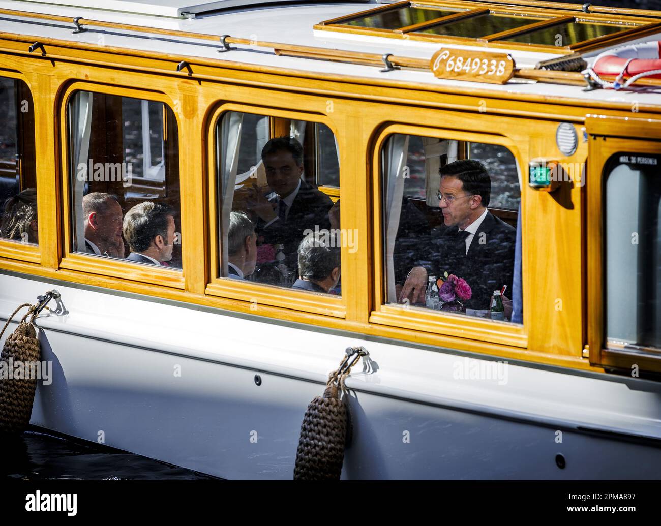 AMSTERDAM - 12/04/2023, French President Emmanuel Macron and Prime ...