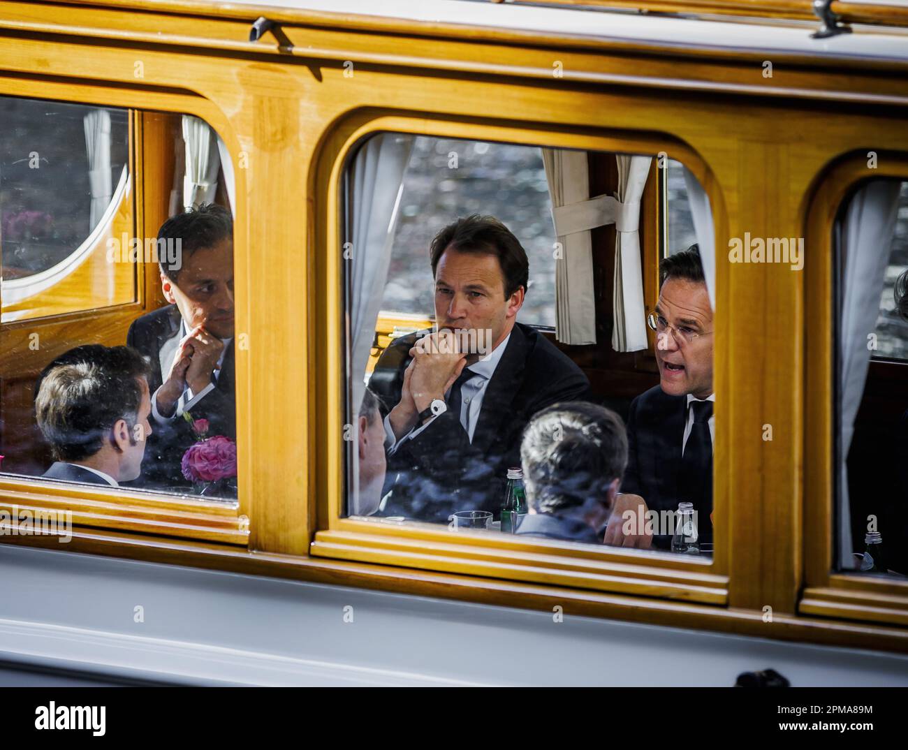 AMSTERDAM - 12/04/2023, French President Emmanuel Macron and Prime ...