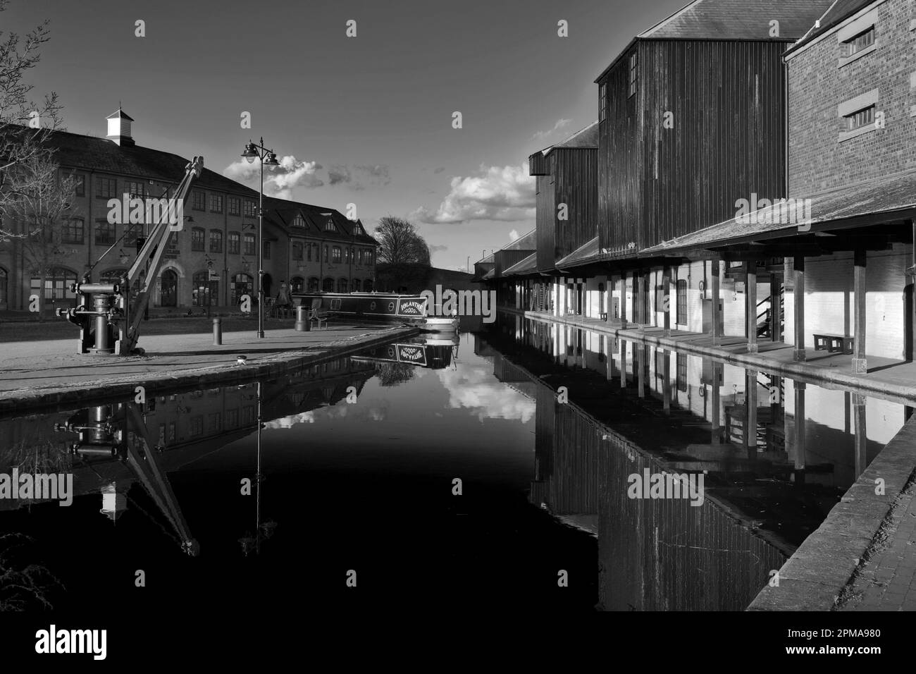 Narrowboats moored in the Canal Basin on the Coventry Canal, Coventry ...