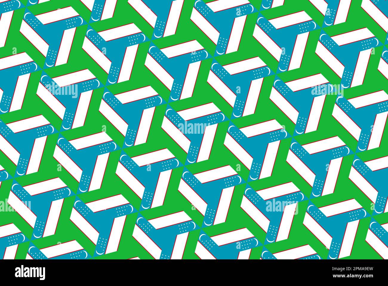 Geometric pattern in the colors of the national flag of Uzbekistan. The ...