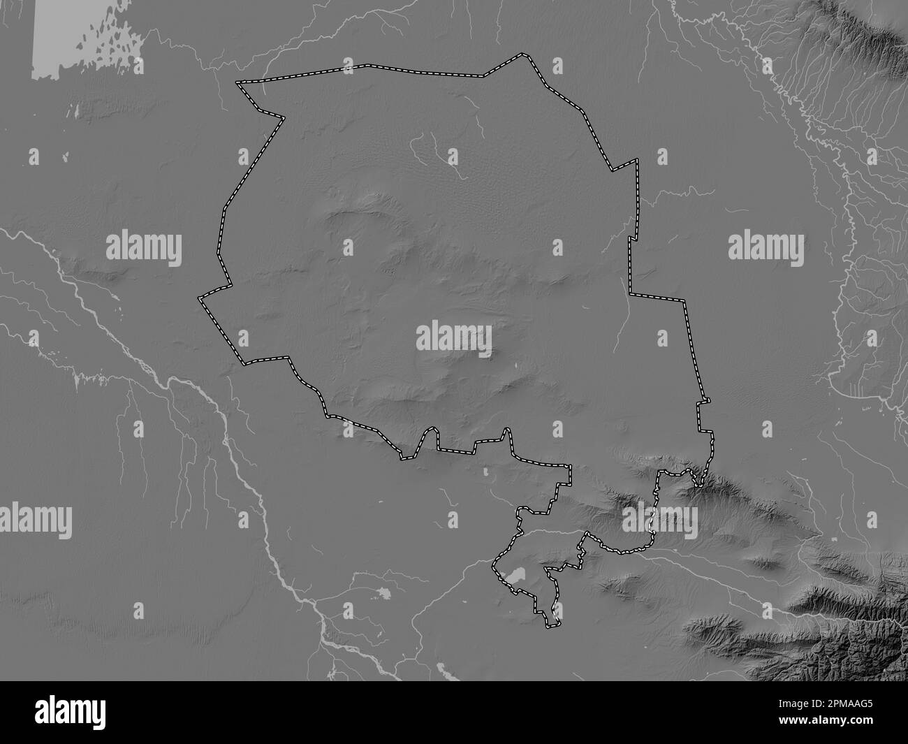Navoi, region of Uzbekistan. Bilevel elevation map with lakes and ...