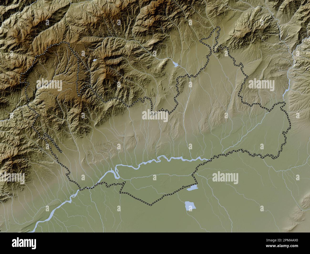 Namangan, region of Uzbekistan. Elevation map colored in wiki style ...