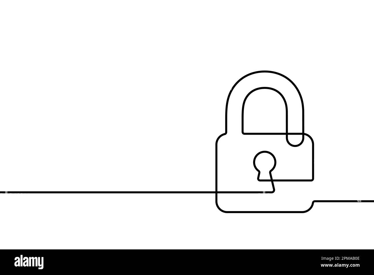 Keyhole icon. Black silhouette lock continuous line isolated on white ...
