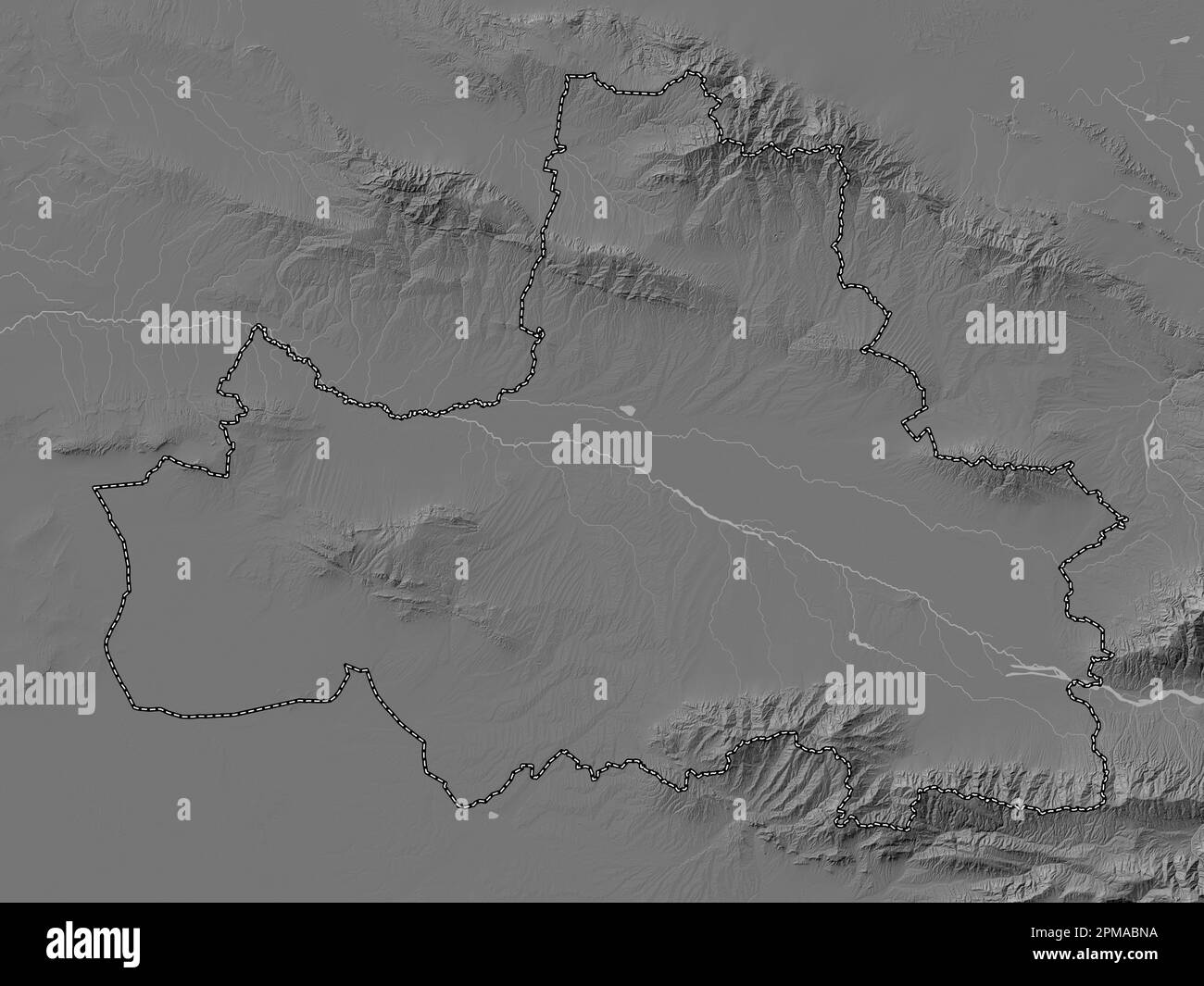 Samarkand, region of Uzbekistan. Bilevel elevation map with lakes and ...