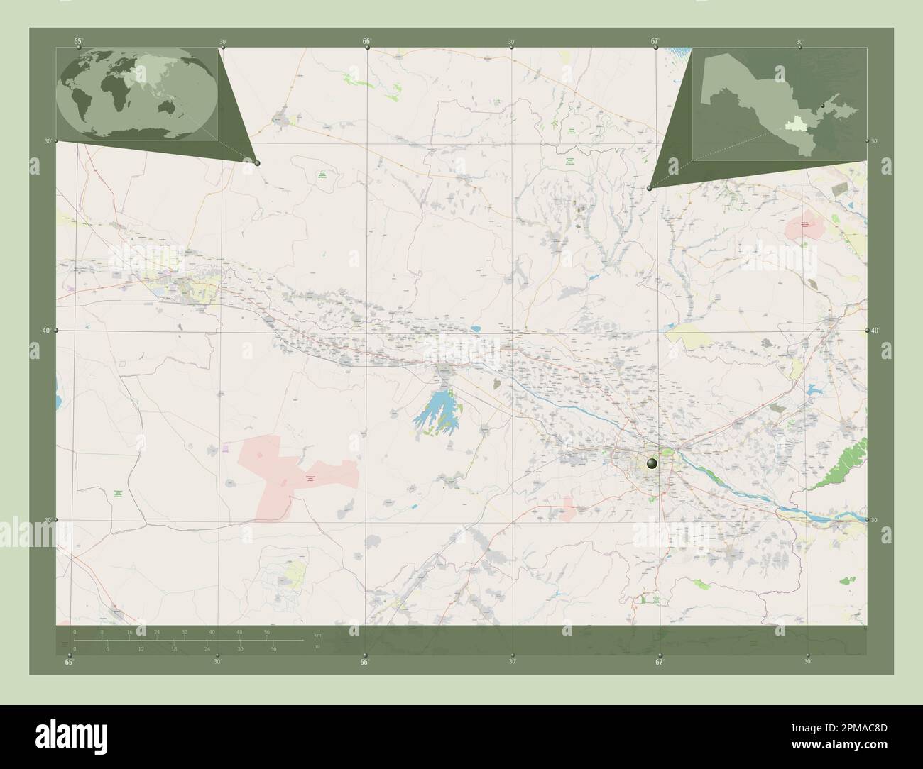 Samarkand, region of Uzbekistan. Open Street Map. Corner auxiliary ...