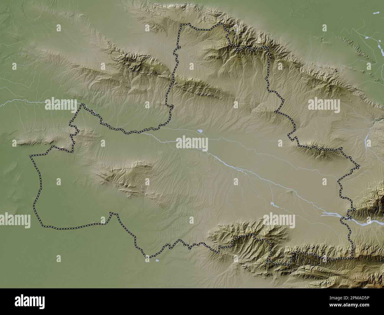 Samarkand, region of Uzbekistan. Elevation map colored in wiki style ...