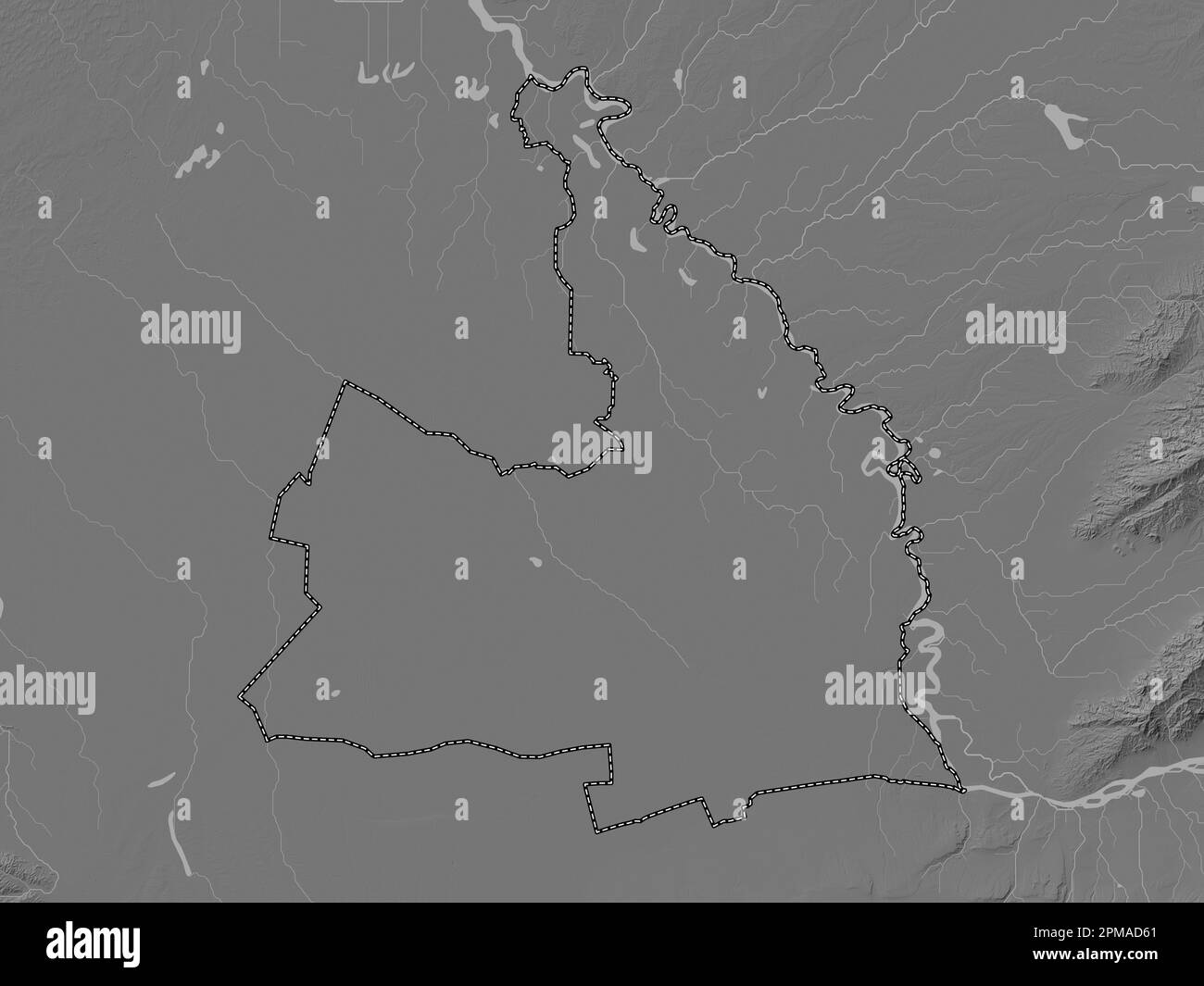 Sirdaryo, region of Uzbekistan. Bilevel elevation map with lakes and ...