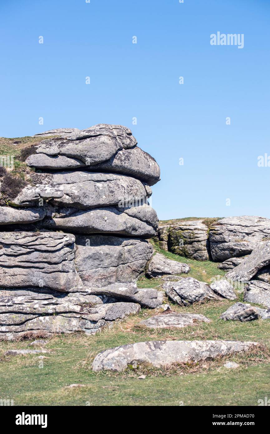 Rocky outcrop near Emsworthy Rocks in Dartmoor National Park, Devon ...