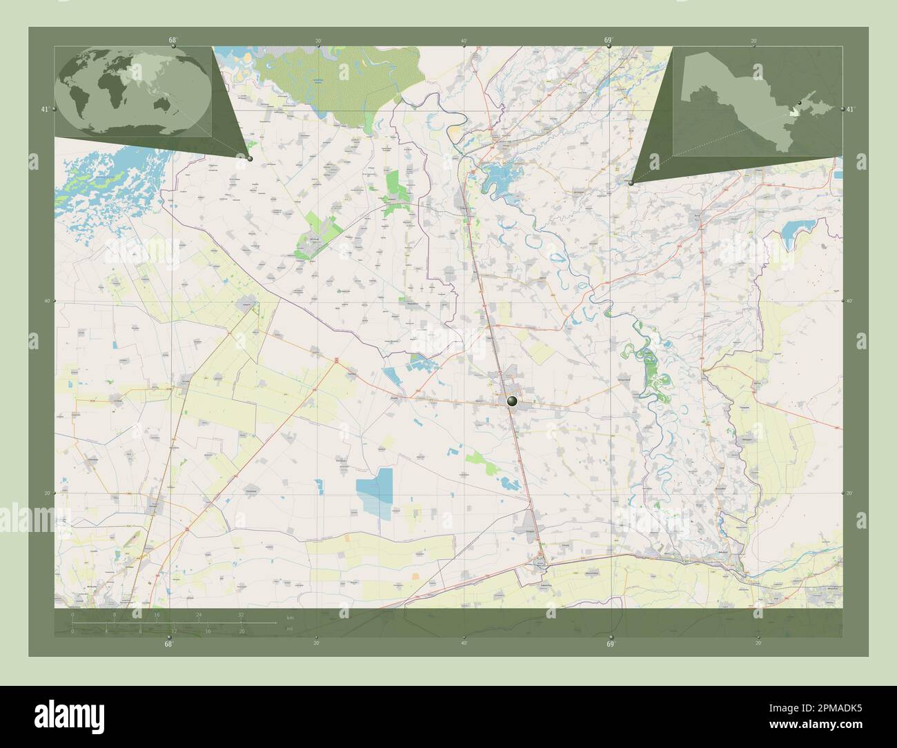 Sirdaryo, region of Uzbekistan. Open Street Map. Corner auxiliary ...