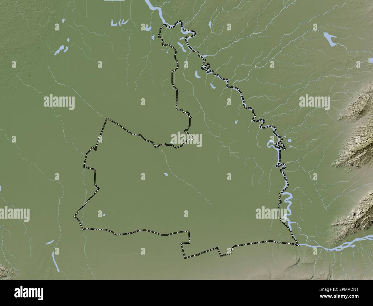 Sirdaryo, region of Uzbekistan. Elevation map colored in wiki style ...