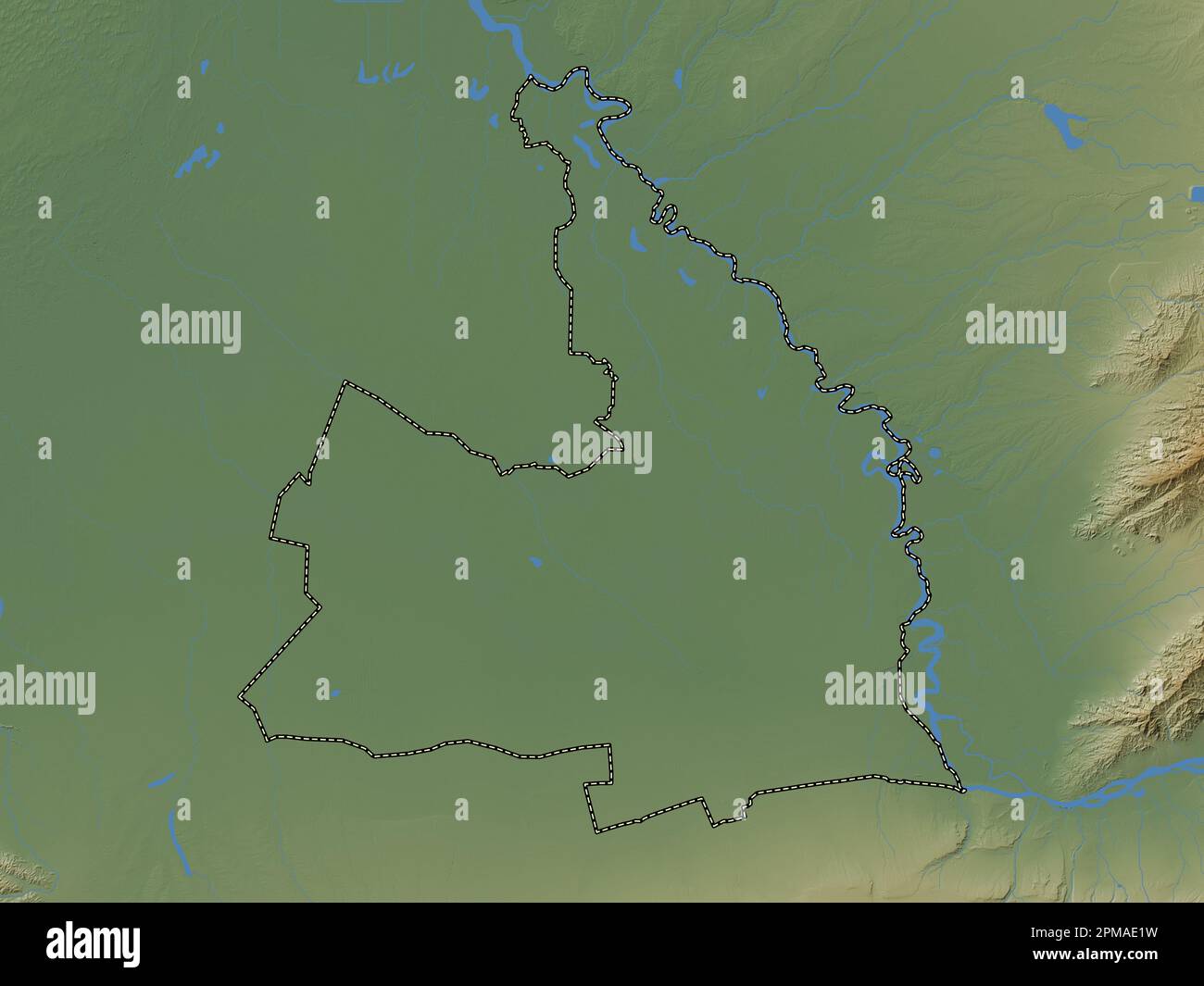 Sirdaryo, region of Uzbekistan. Colored elevation map with lakes and ...