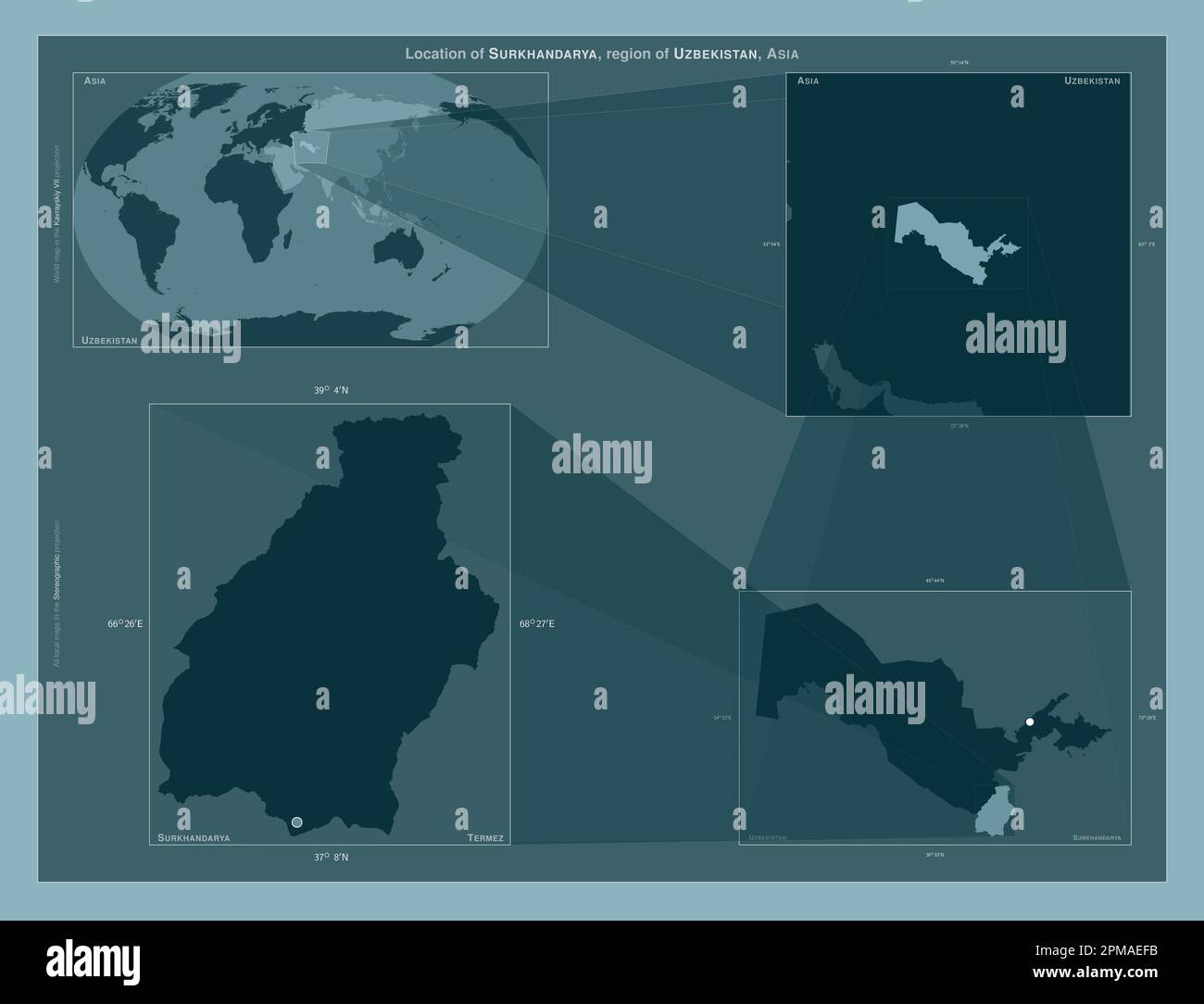 Surkhandarya, region of Uzbekistan. Diagram showing the location of the ...
