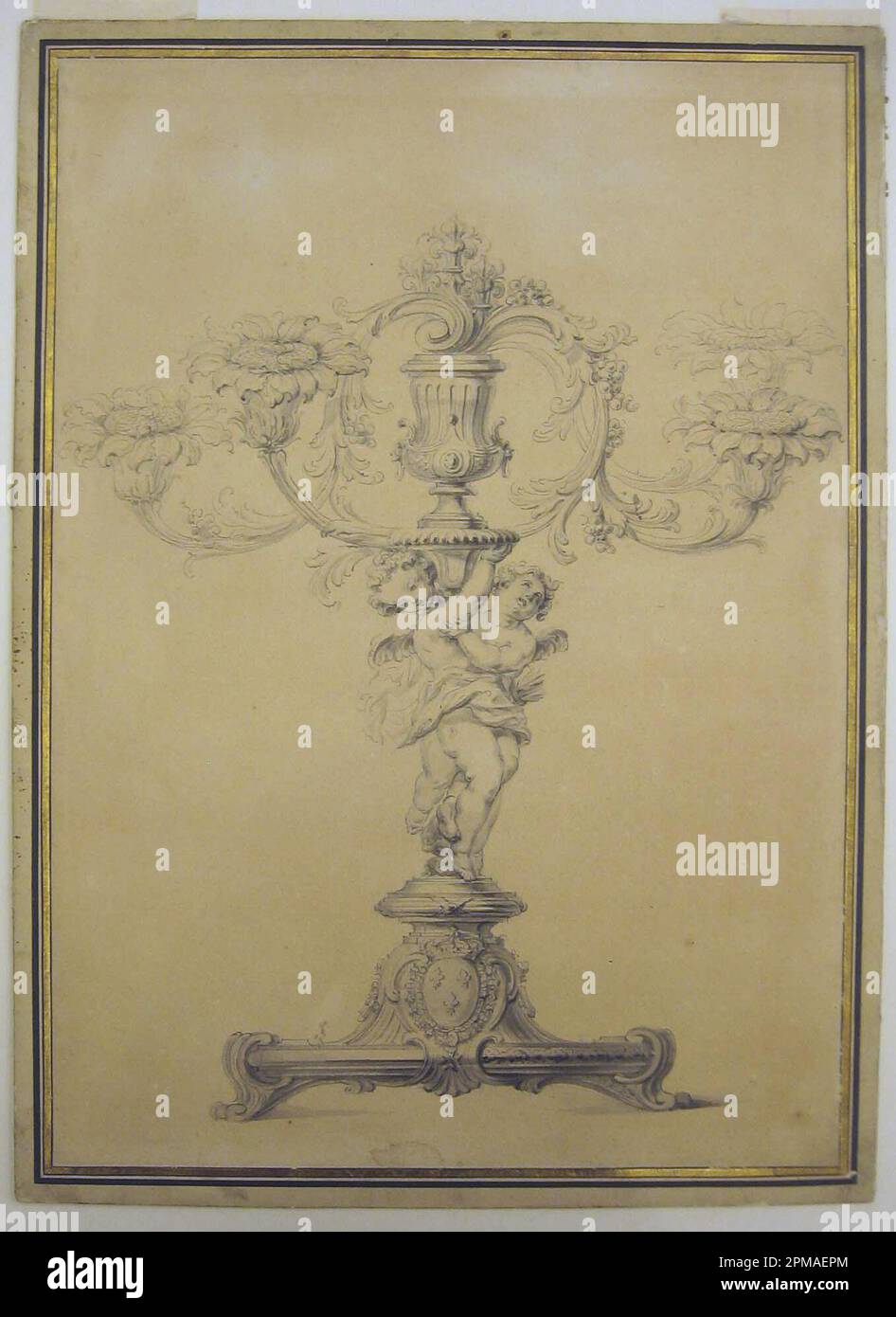 Drawing, Design for a Metal Candelabrum of Four Branches, for Louis XV ...