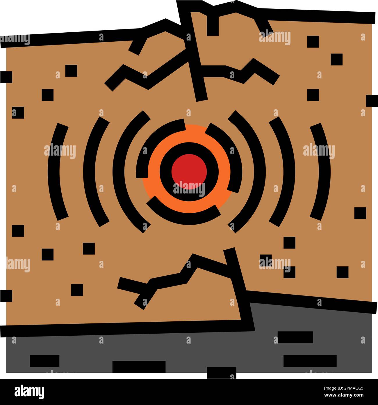 tectonic earthquake disaster color icon vector illustration Stock ...