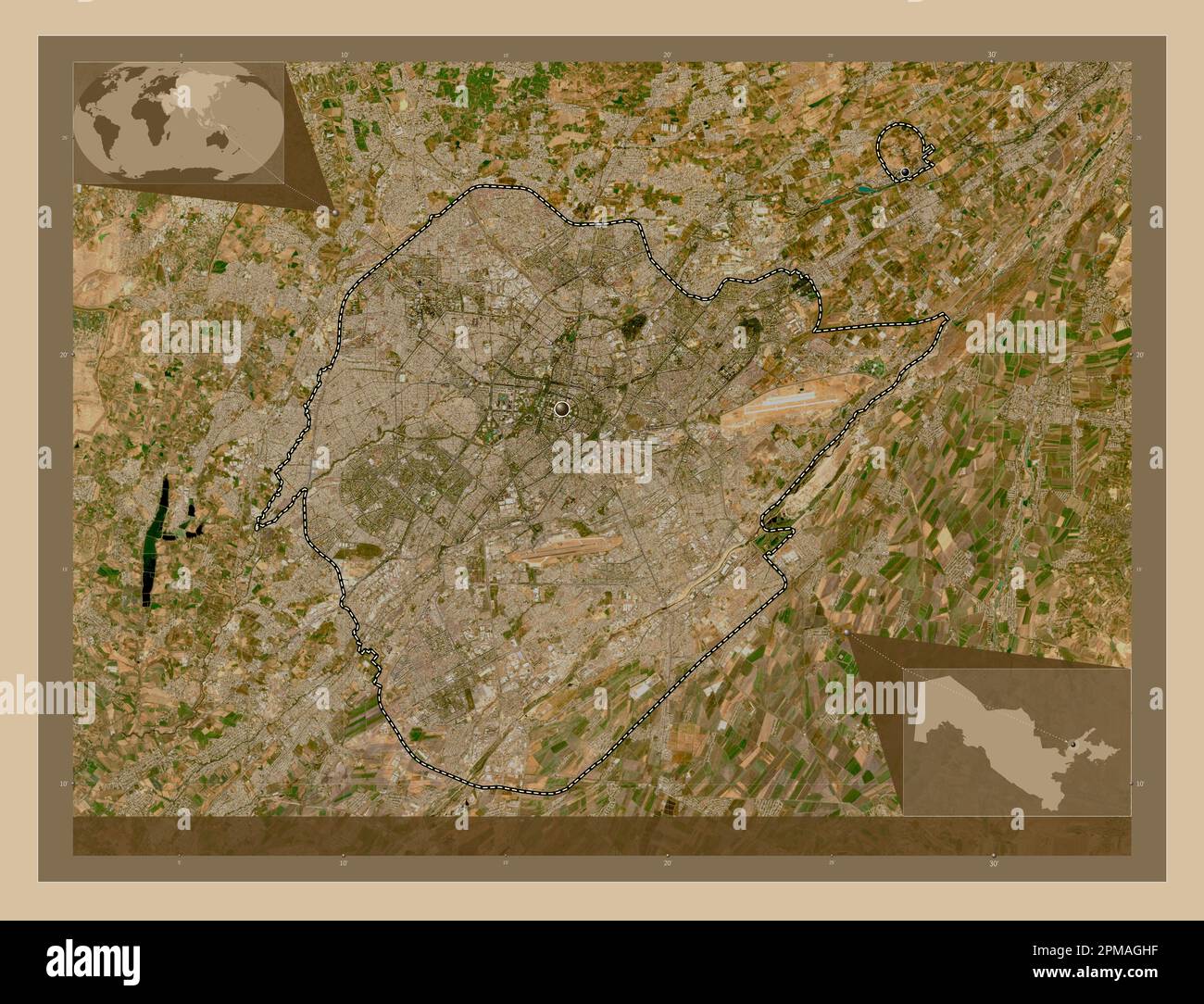Tashkent City, city of Uzbekistan. Low resolution satellite map ...