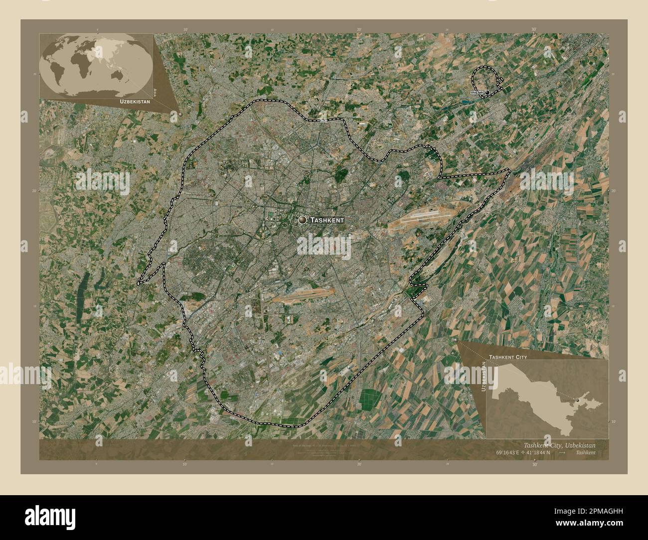 Tashkent City, city of Uzbekistan. High resolution satellite map ...