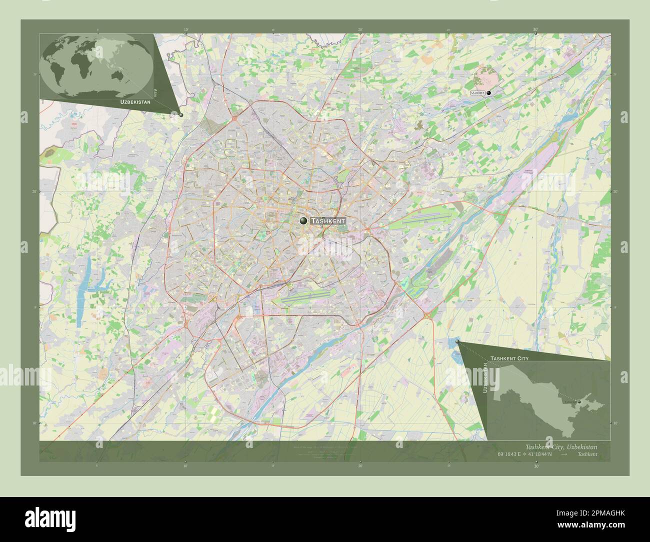 Tashkent City, city of Uzbekistan. Open Street Map. Locations and names ...