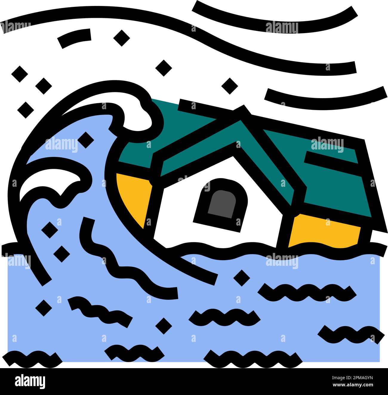 storm flood disaster color icon vector illustration Stock Vector Image ...