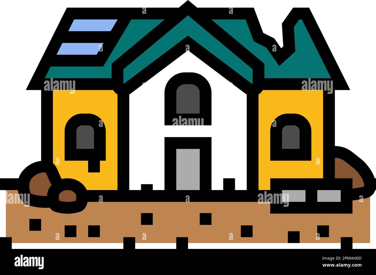 broken house disaster color icon vector illustration Stock Vector Image ...