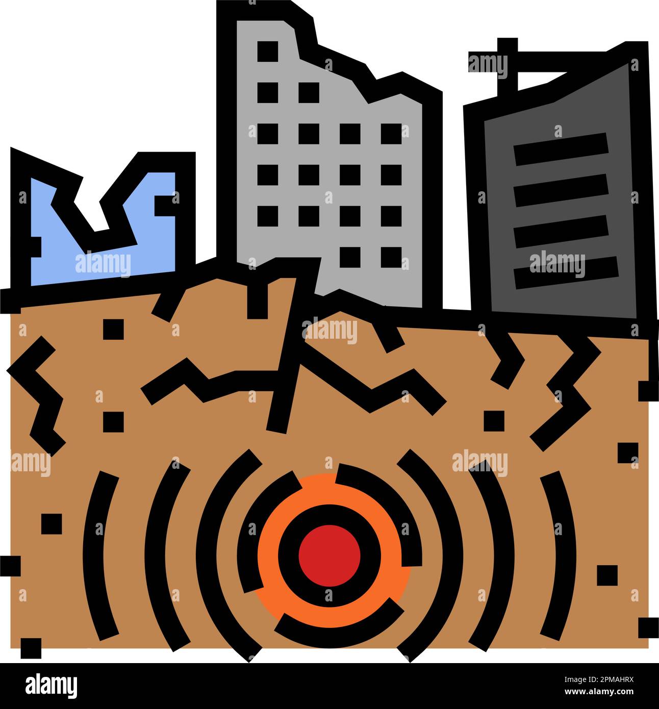 siesmic collapse color icon vector illustration Stock Vector Image ...