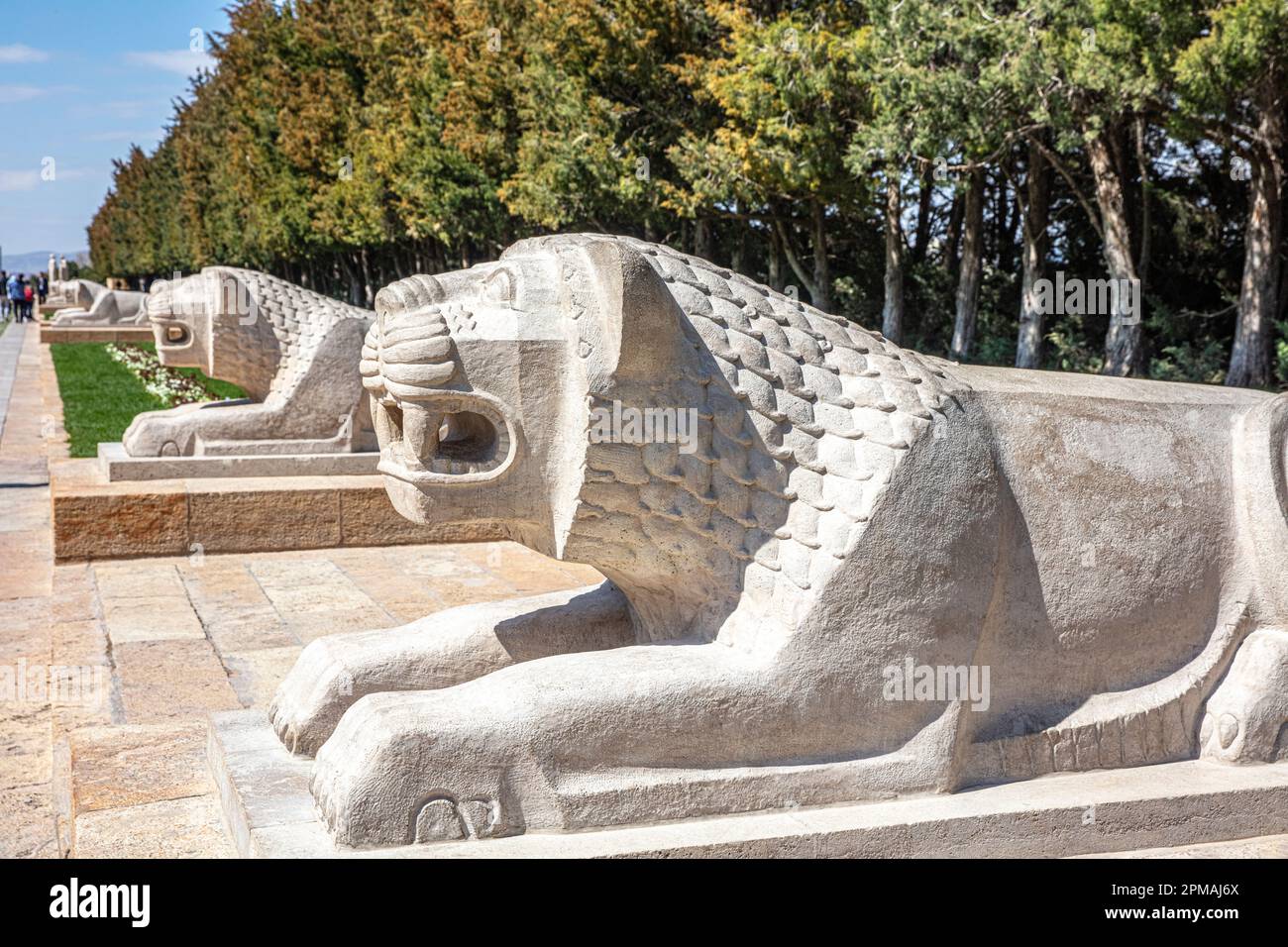 Ankara Turkey 14.April.2022 ; Anitkabir lion road. Anitkabir Statue of ...