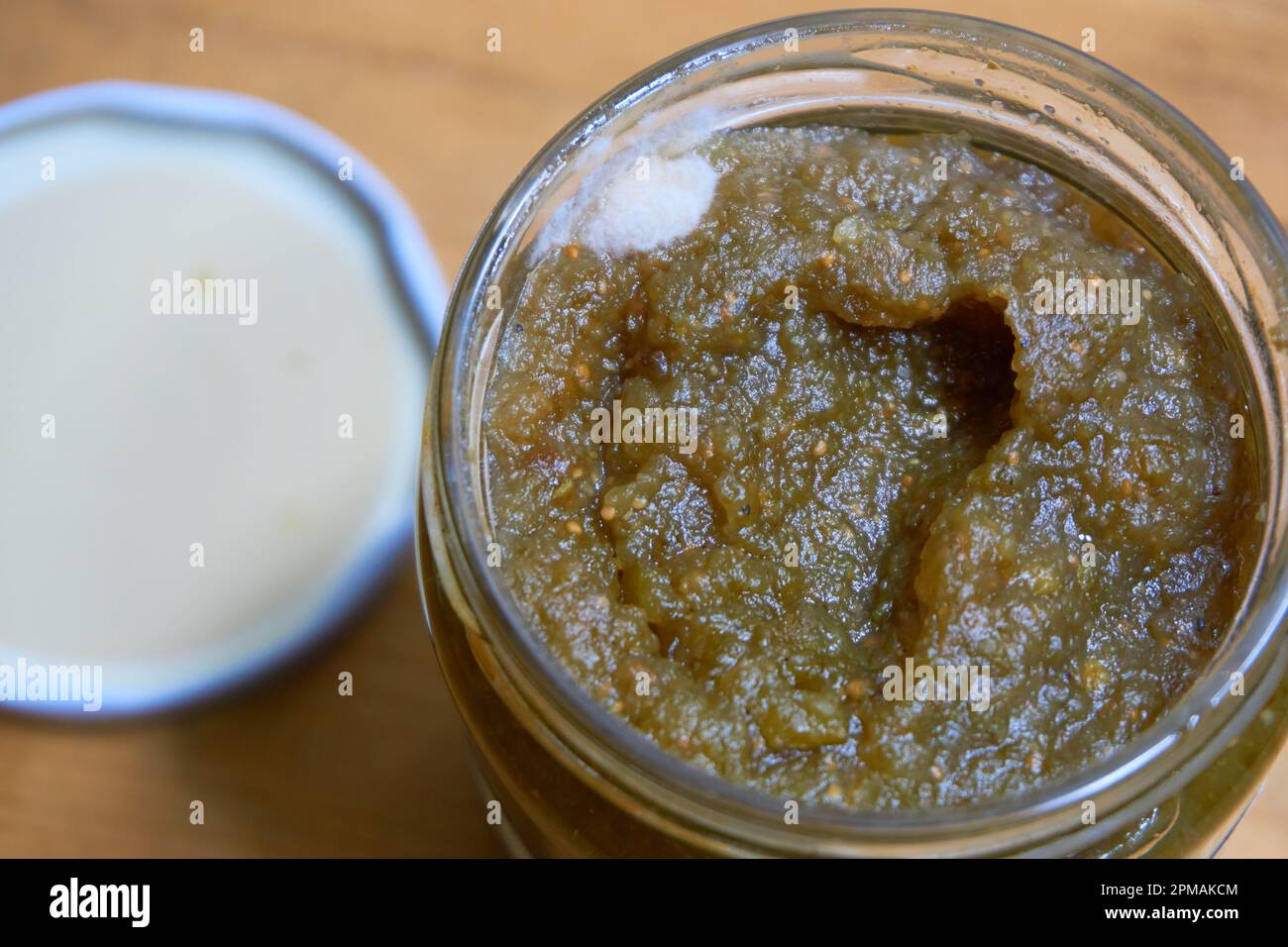Spoiled fig jam or marmalade with white mold growing on it Stock Photo ...